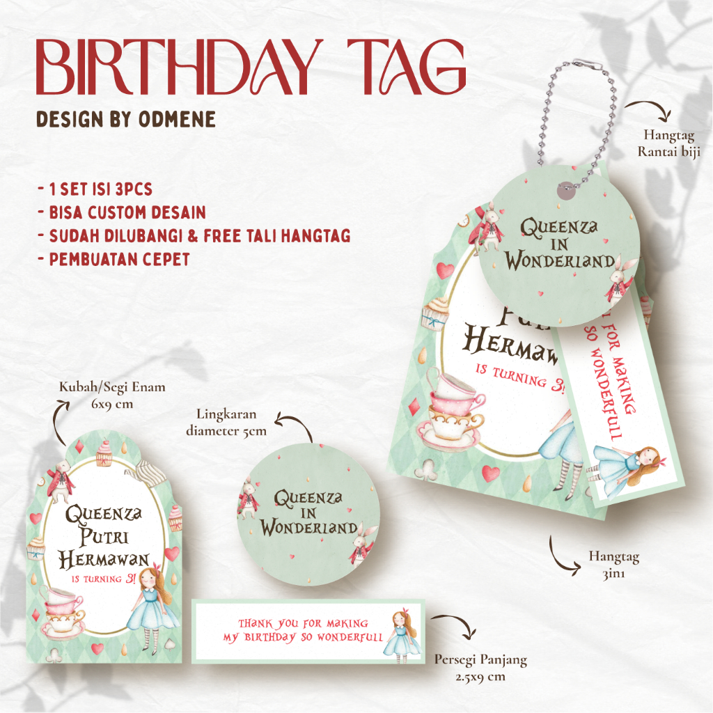 Jual Custom Hang Tag 3in1 Birthday Ulang Tahun / Hang Tag Ulang Tahun ...