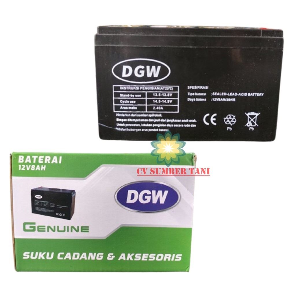 Jual Aki kering Tangki Elektrik DGW 12V 8AH Accu Baterai Electric Battery Knapsack Sprayer UPS ...