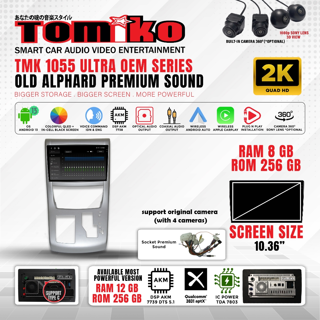 Jual Tomiko Head Unit Android TMK 1055 ULTRA OEM Series for Old Alphard ...