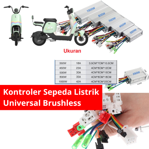 Jual Kontroler Sepeda Listrik Motor Elektrik Kontrol BLDC 300 500 1000 36V 48V 64V Universal ...