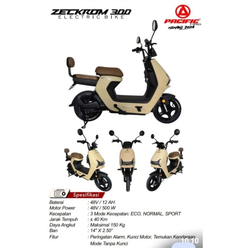 Jual Sepeda Listrik Pacific Zeckrom 300 Terbaru Termurah Original Bergaransi Resmi | Shopee ...