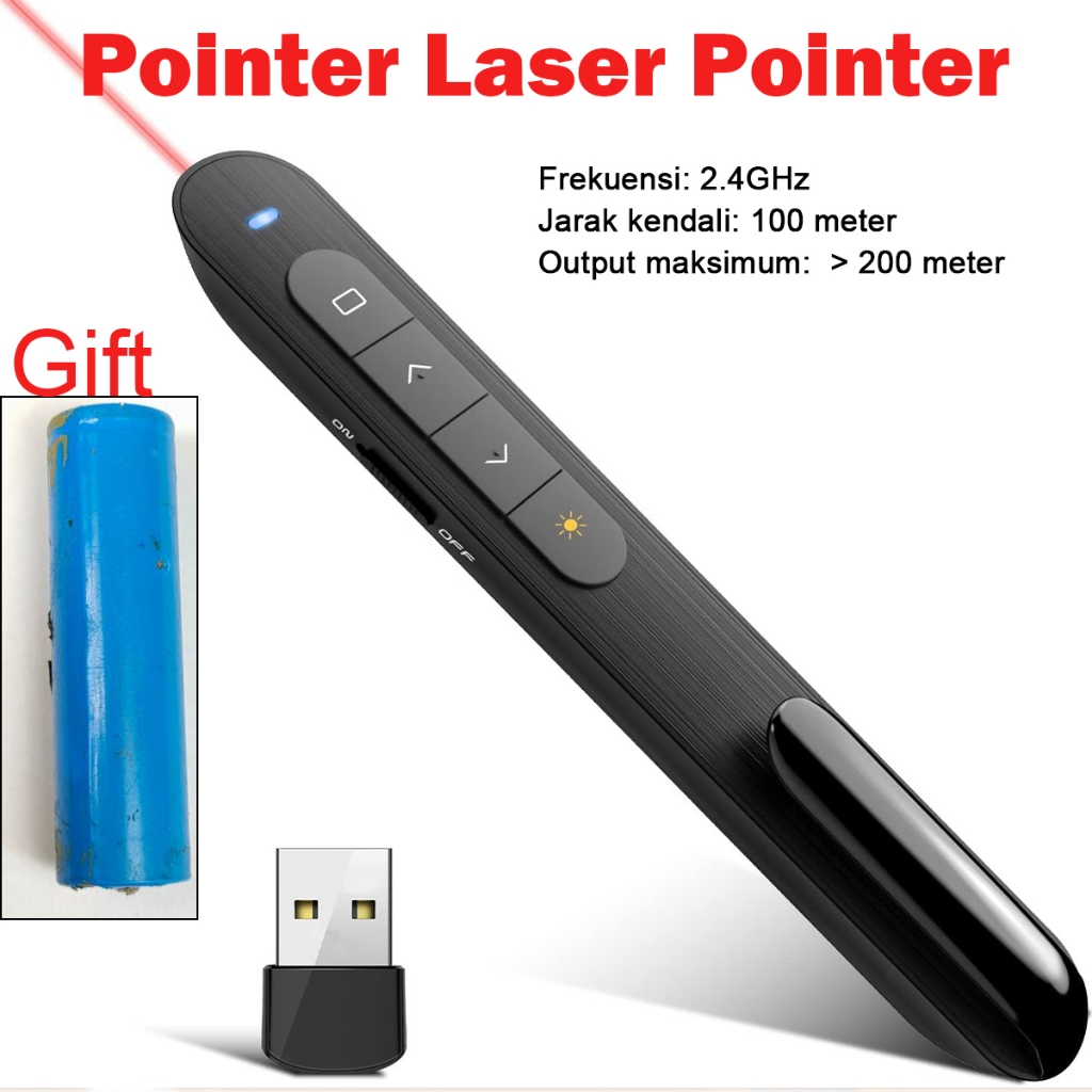 Jual Pointer Laser Pointer Presenter Wireless USB Laser Remote Control ...