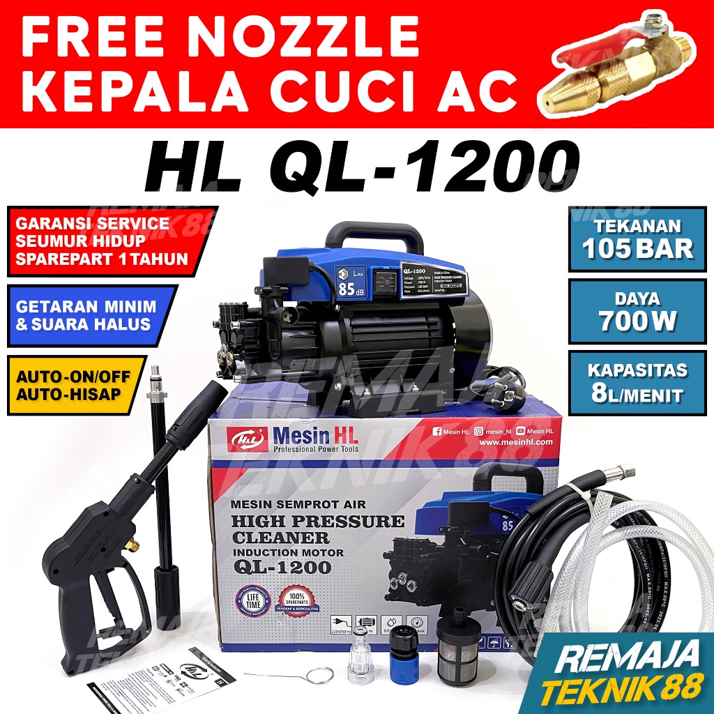 Jual PAKET MURAH JET CLEANER H&L QL 1200 / STEAM CUCI MOBIL AC QL1200 ...