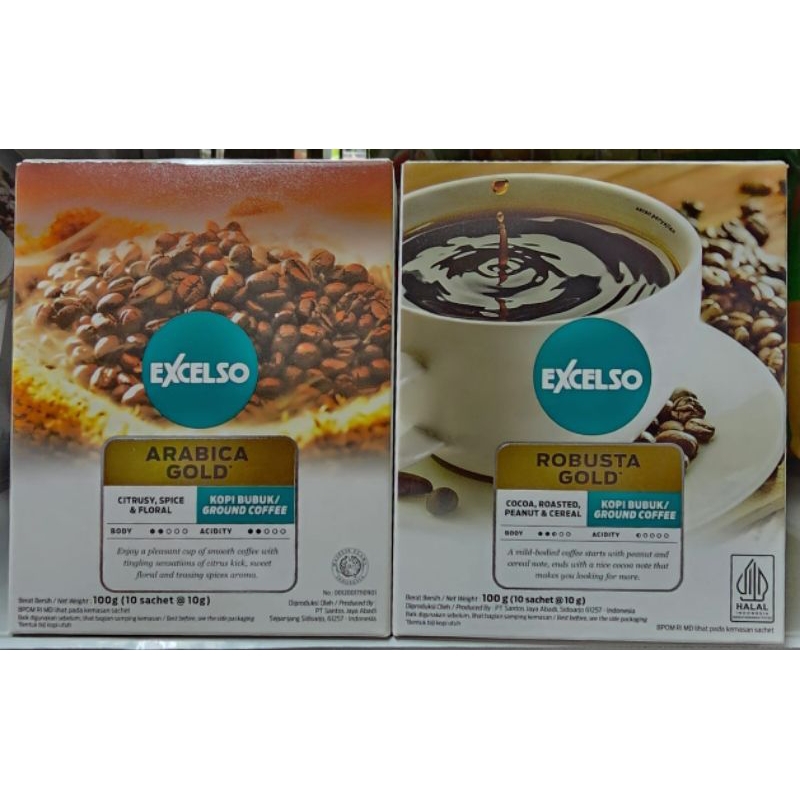Jual excelso arabica&robusta gold kopi bubuk 100g Box (isi 10 sachet ...