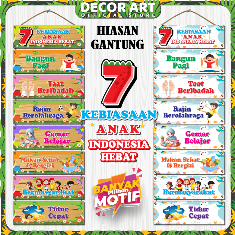 Jual DecorArt 80x30 Cm - Dekorasi Dinding Kelas 7 Kebiasaan Anak Indonesia Hebat Tipe Gantung ...