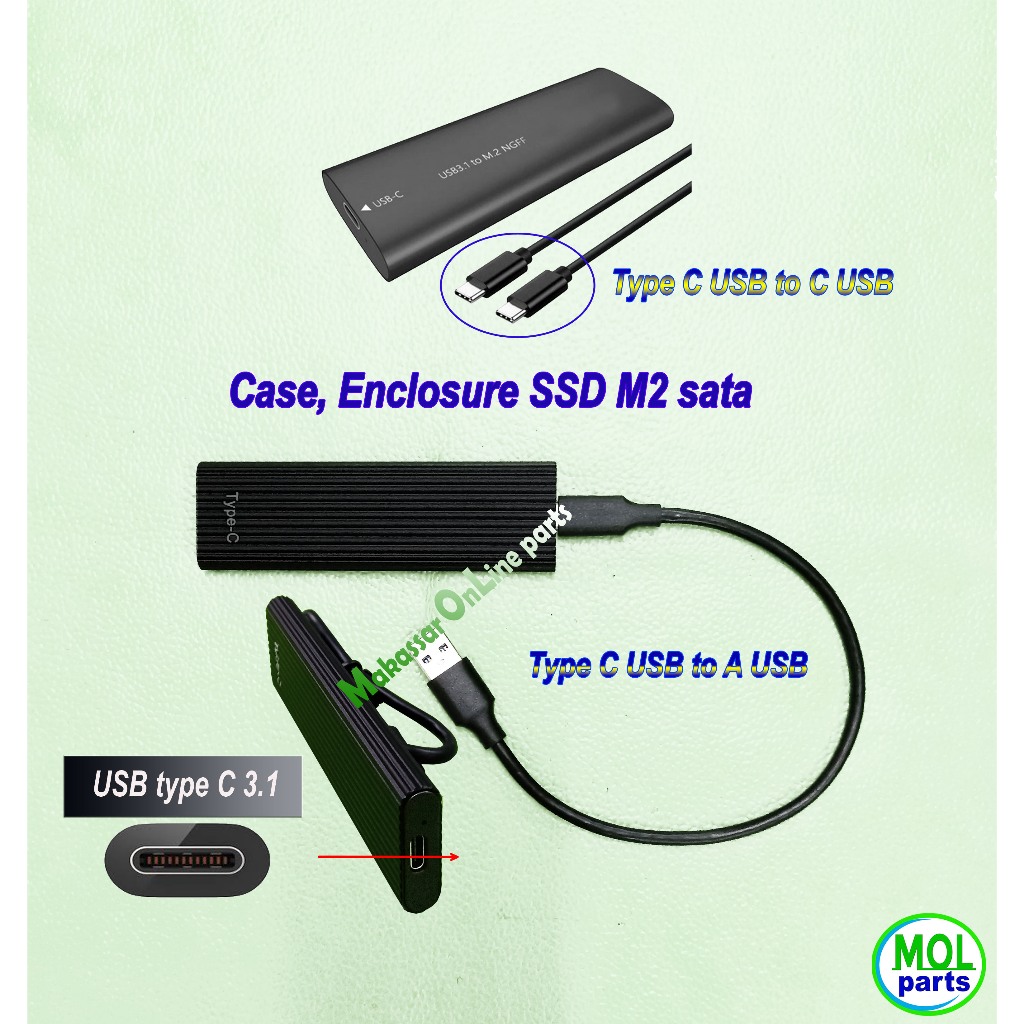 Jual Case casing enclousure SSD M2 sata NGFF USB type C to USB A USB ...