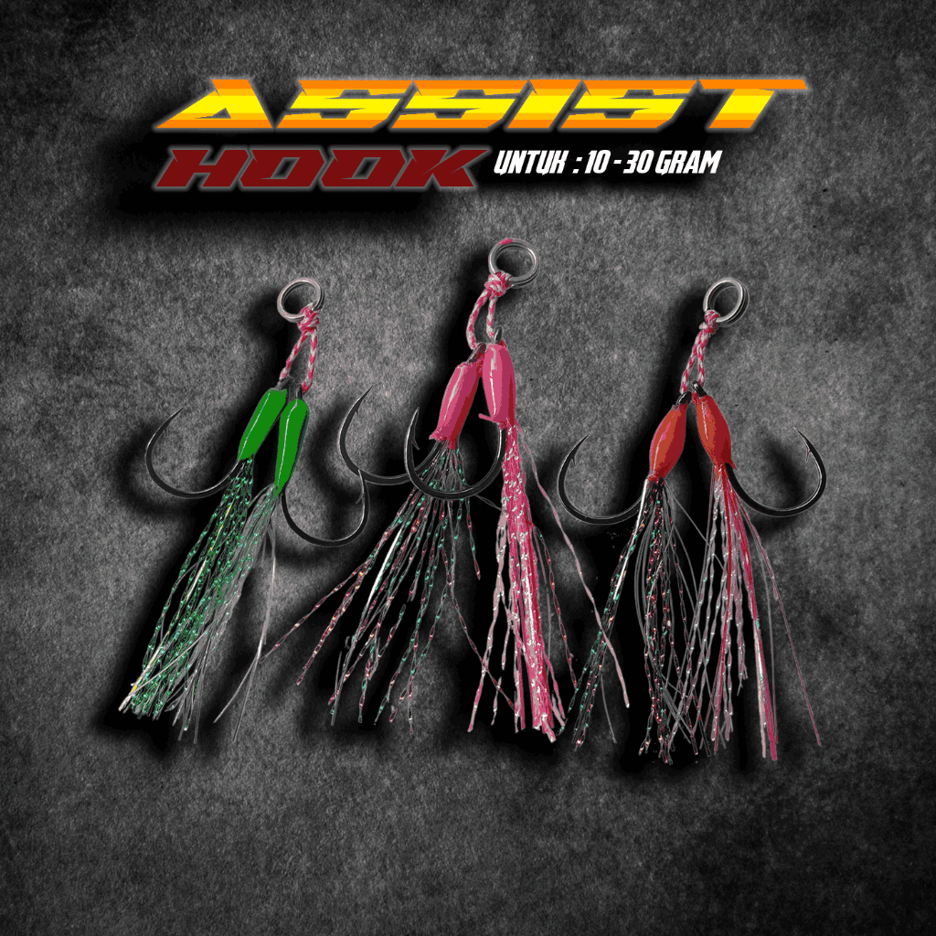 Jual assist double hook kail jig gid resin solid ring untuk micro jig 7-30 gram | Shopee Indonesia