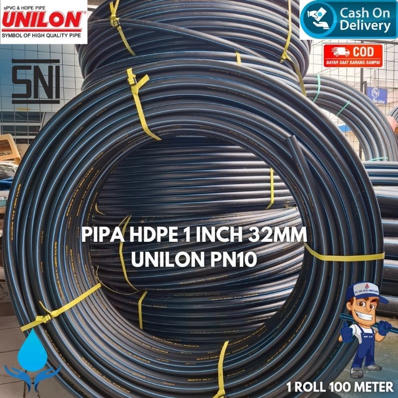 Jual Pipa HDPE atau Selang Hitam 1 INCH Merk UNILON 32MM PN10 1roll ...