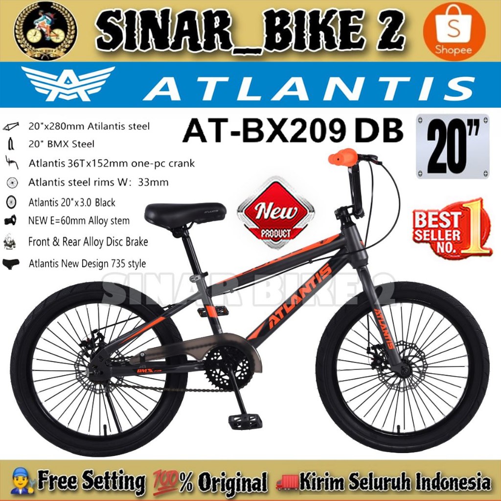 Jual Sepeda Anak Laki BMX ATLANTIS AT BX 209 DB Ban Jumbo 3.0 Rem Cakram Ukuran 20 Inch Usia 8 ...