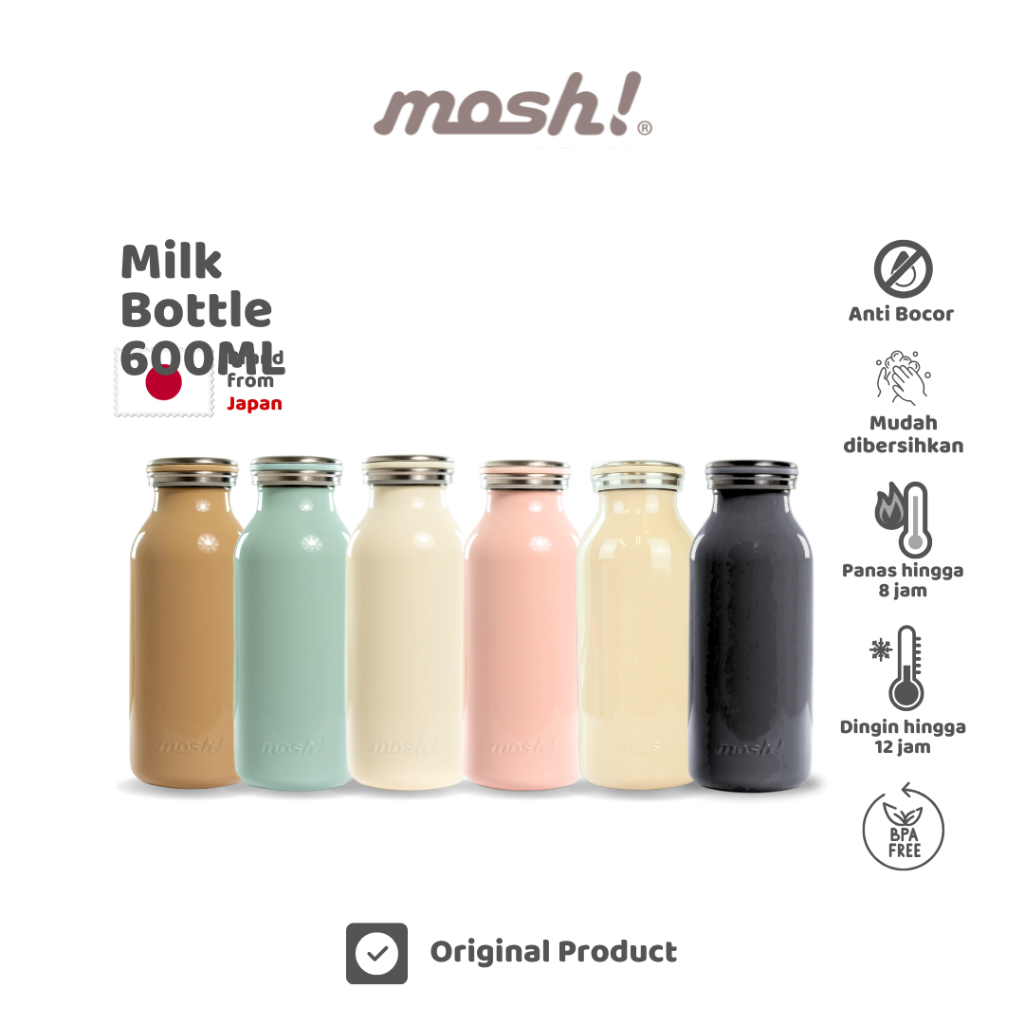 Jual Mosh Milk Bottle - Botol Minum Stainless Steel 600ml | Shopee Indonesia