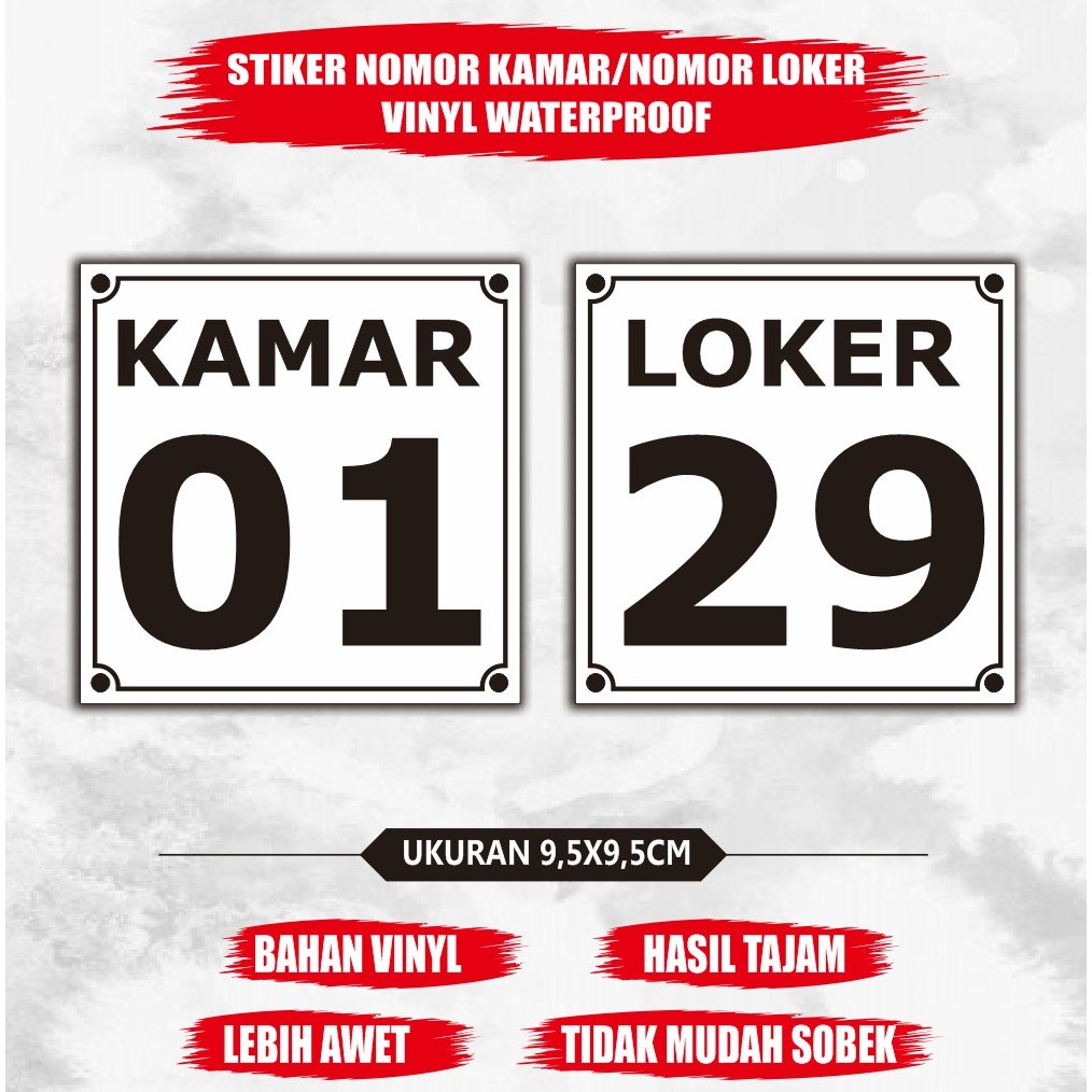 Jual Stiker vinyl nomor kamar - stiker vinyl nomor loker | Shopee Indonesia