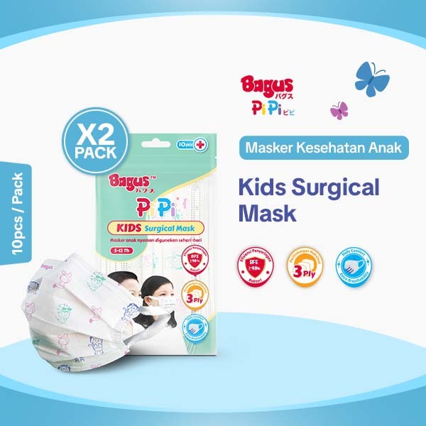 Jual [Twin Pack] Bagus PiPi Kids Surgical Mask 10 Pcs/Pack - Masker ...