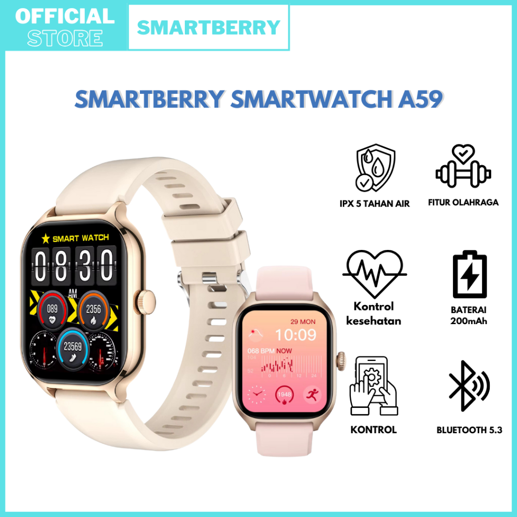 Jual Smartberry Smartwatch A59 splash proof Bluetooth Jam Ponsel / jam ...