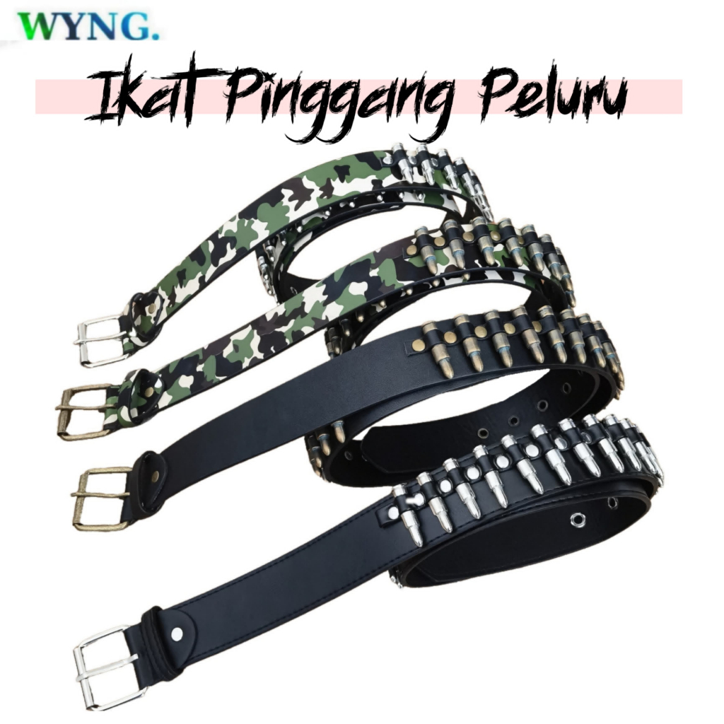 Jual Ikat Pinggang Kulit Gesper Peluru Band Black Metal Sabuk Punk Rock ...