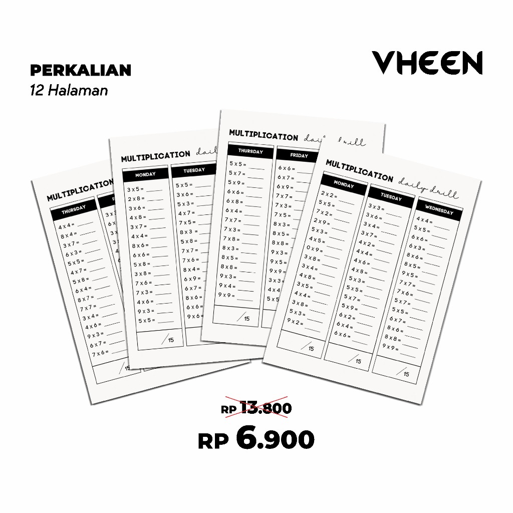 Jual Daily Drill Multiplication 540 Soal (12 Halaman) - Lembar Latihan ...