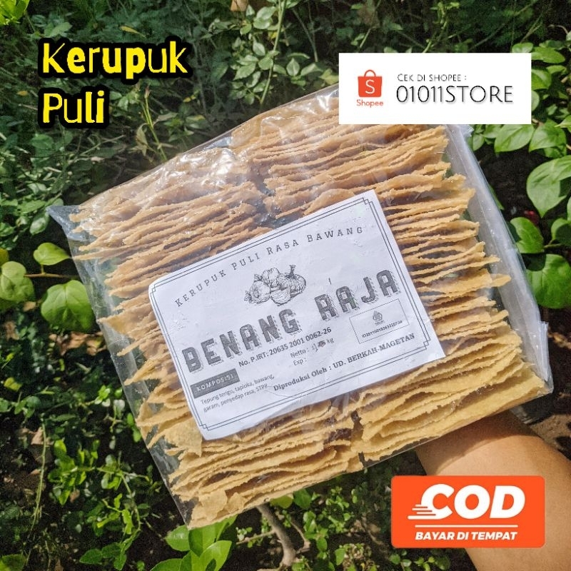 Jual Kerupuk puli mentah rasa bawang / Kerupuk gendar / Kerupuk lempeng ...
