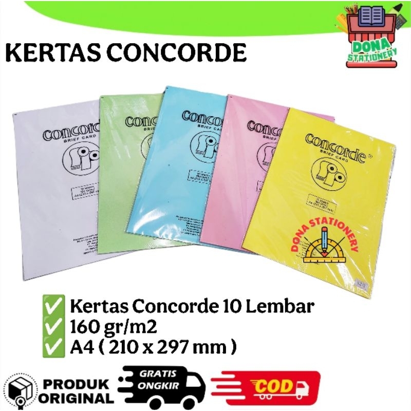 Jual [ 1 PACK ] KERTAS CONCORDE A4 WARNA-WARNI | KERTAS CONCORDE A4 ...