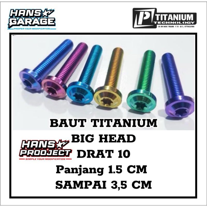 Jual Baut TITANIUM BIG HEAD M6x15 M6X20 M6X25 M6X30 M6X35 VIETNAM | Shopee Indonesia