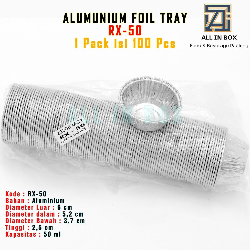 Jual ( isi 100 pcs ) ALUMINIUM FOIL TRAY CUP RX-50 / Wadah Alumunium Foil Cup Bestfresh RX-50 ...