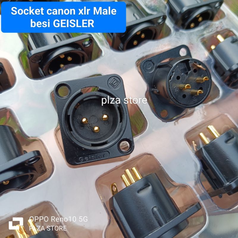 Jual Socket canon male GEISLER hitam bahan besi Socket canon xlr Male ...