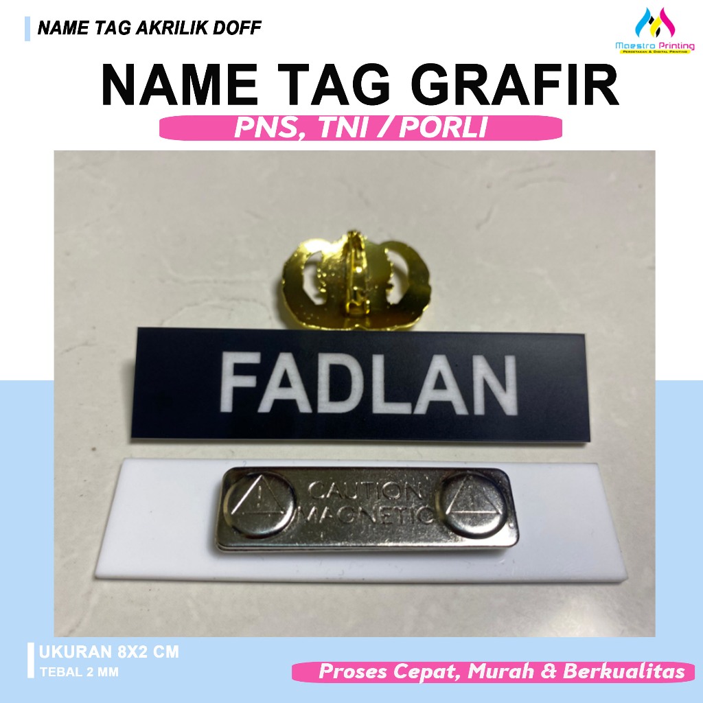 Jual PAKET 1 PCS NAME TAG GRAFIR DOFF + 1 PCS PIN KORPRI / BAD NAMA ...