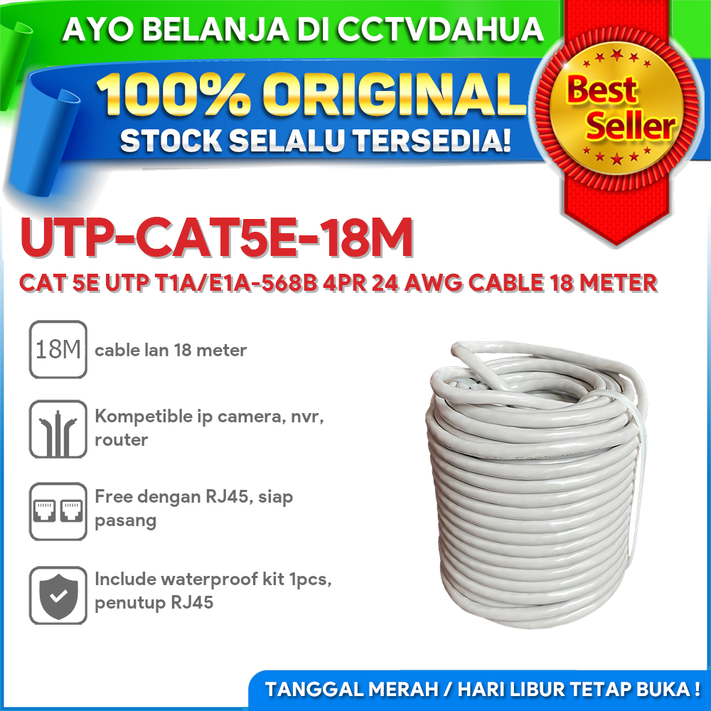 Jual KABEL LAN 18 METER CAT 5E UTP FREE RJ45 DAN WATERPROOF KIT SIAP ...