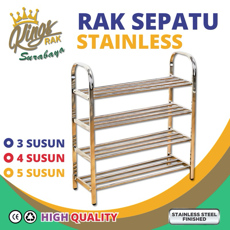 Jual Rak Sepatu Sandal Stainless Steel 3,4 dan 5 Susun Anti Karat ...