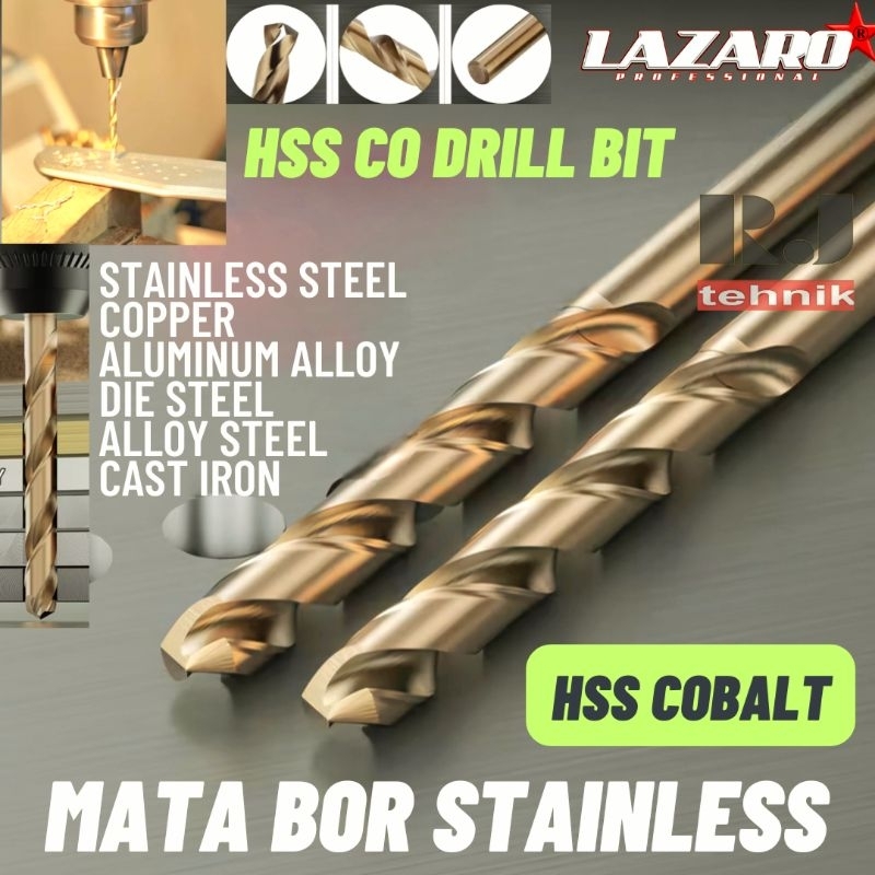 Jual Mata Bor Stainless Steel Besi Aluminium HSS Cobalt Drill Bits Lazaro 1,5mm - 9,5mm | Shopee ...