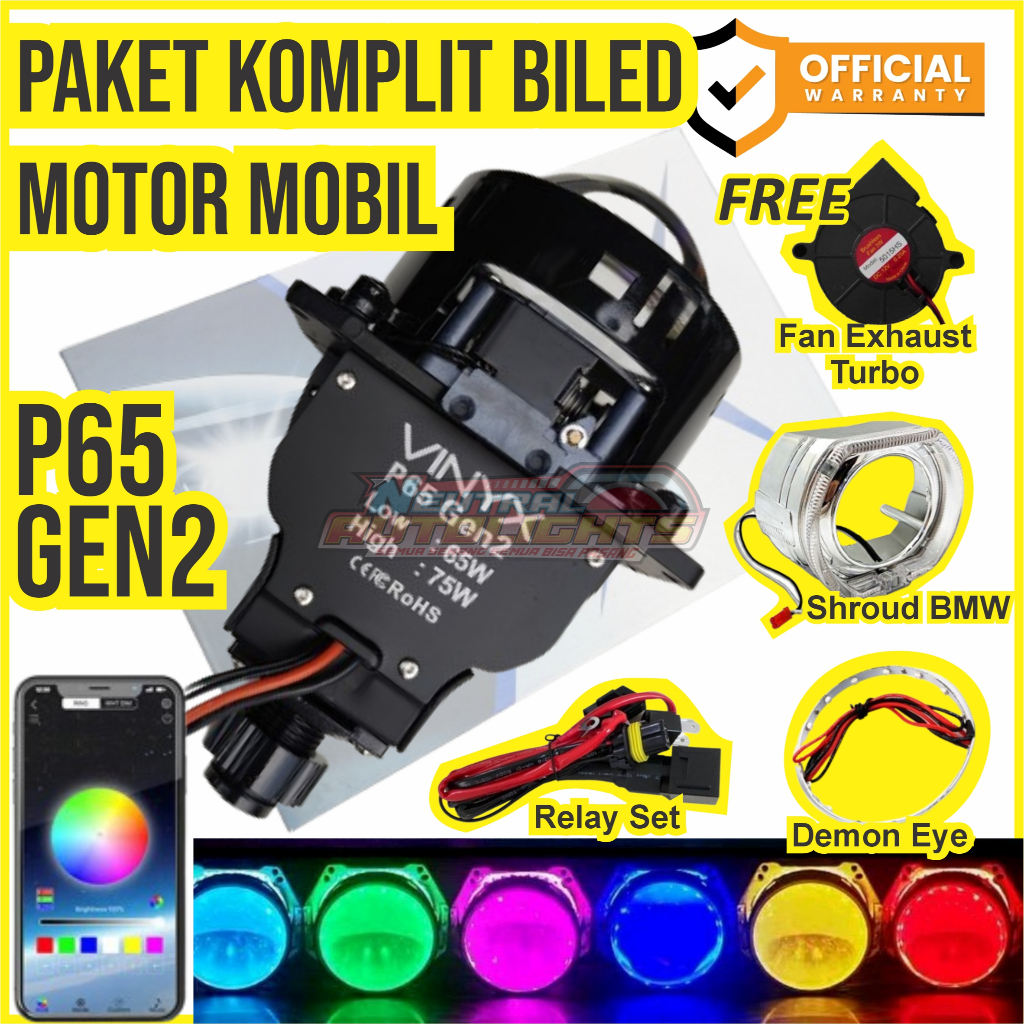 Jual PAKET KOMPLIT BILED VINYX P65 GEN2 | Projie Lengkap Motor Mobil ...