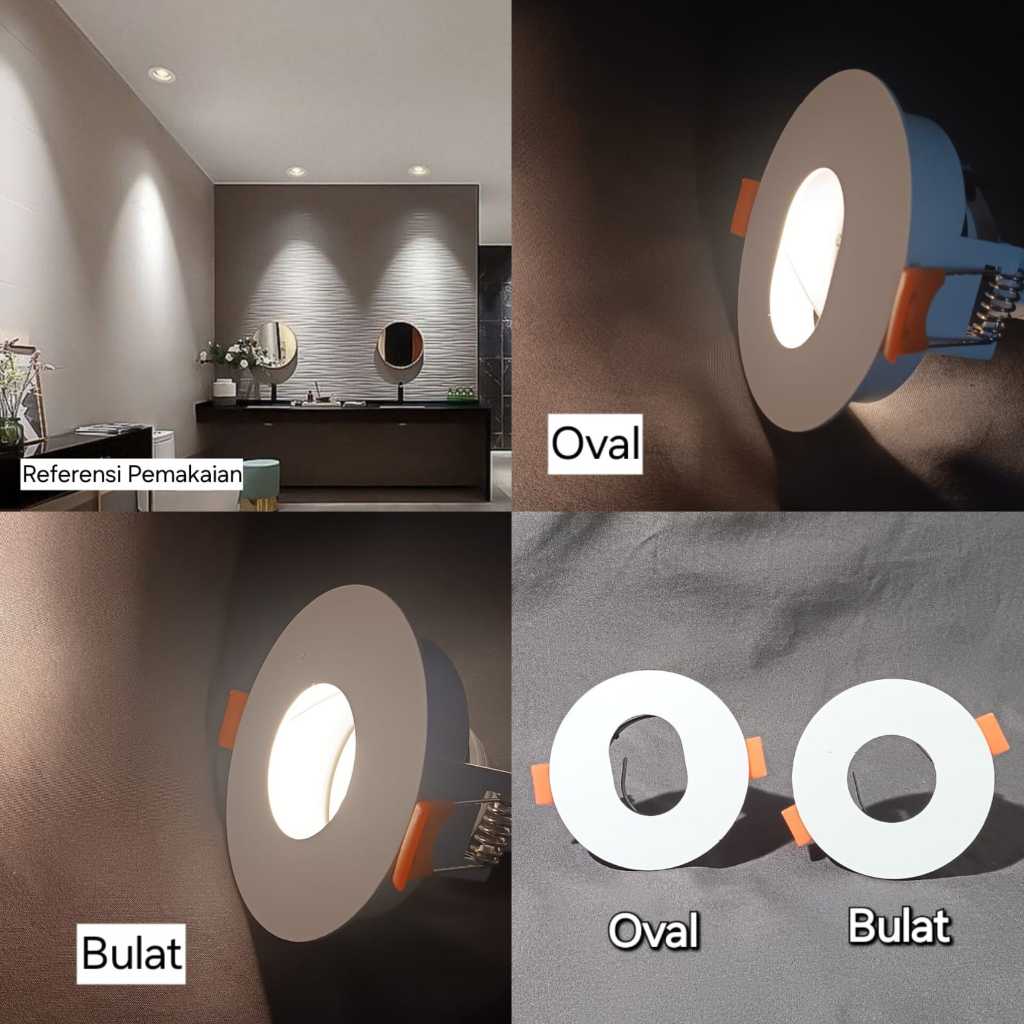 Jual Kap lampu sorot Pinhole/Downlight Alumunium Spotlight Pinhole Oval ...