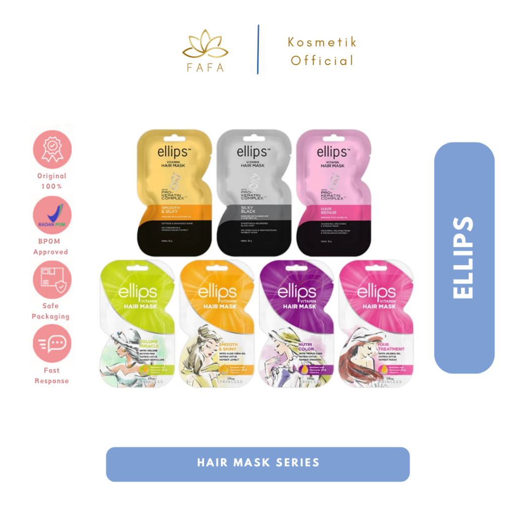 Jual ELLIPS Vitamin Hair Mask Sachet 20gr & With Pro Keratin Sachet ...