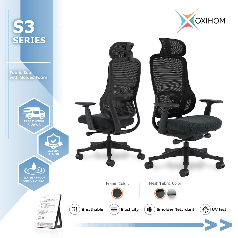 Jual OXIHOM S3 Kursi Mesh Kursi Kantor Kursi Kerja Honeycomb Chair Seat ...