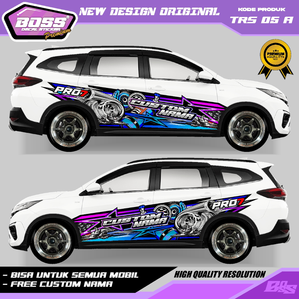 Jual TRS05-STIKER DECAL FORTUNER TURBO DIESEL STICKER PAJERO RUSH ...