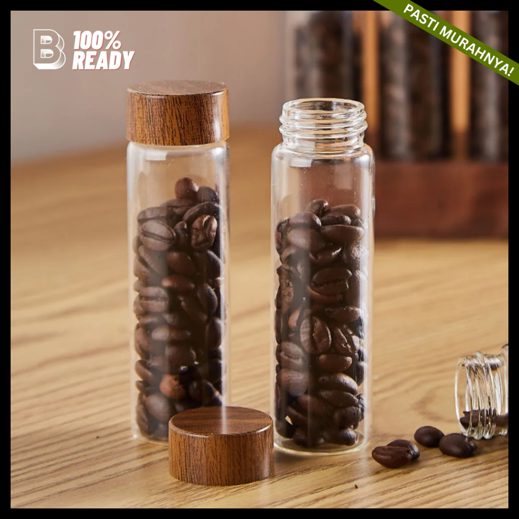 Jual Tabung kaca tutup toples biji kopi tea tube botol penyimpanan ...