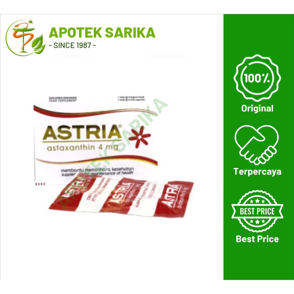 Jual Astria Astaxanthin 4mg Strip isi 6 Kapsul / Vitamin & Suplemen ...