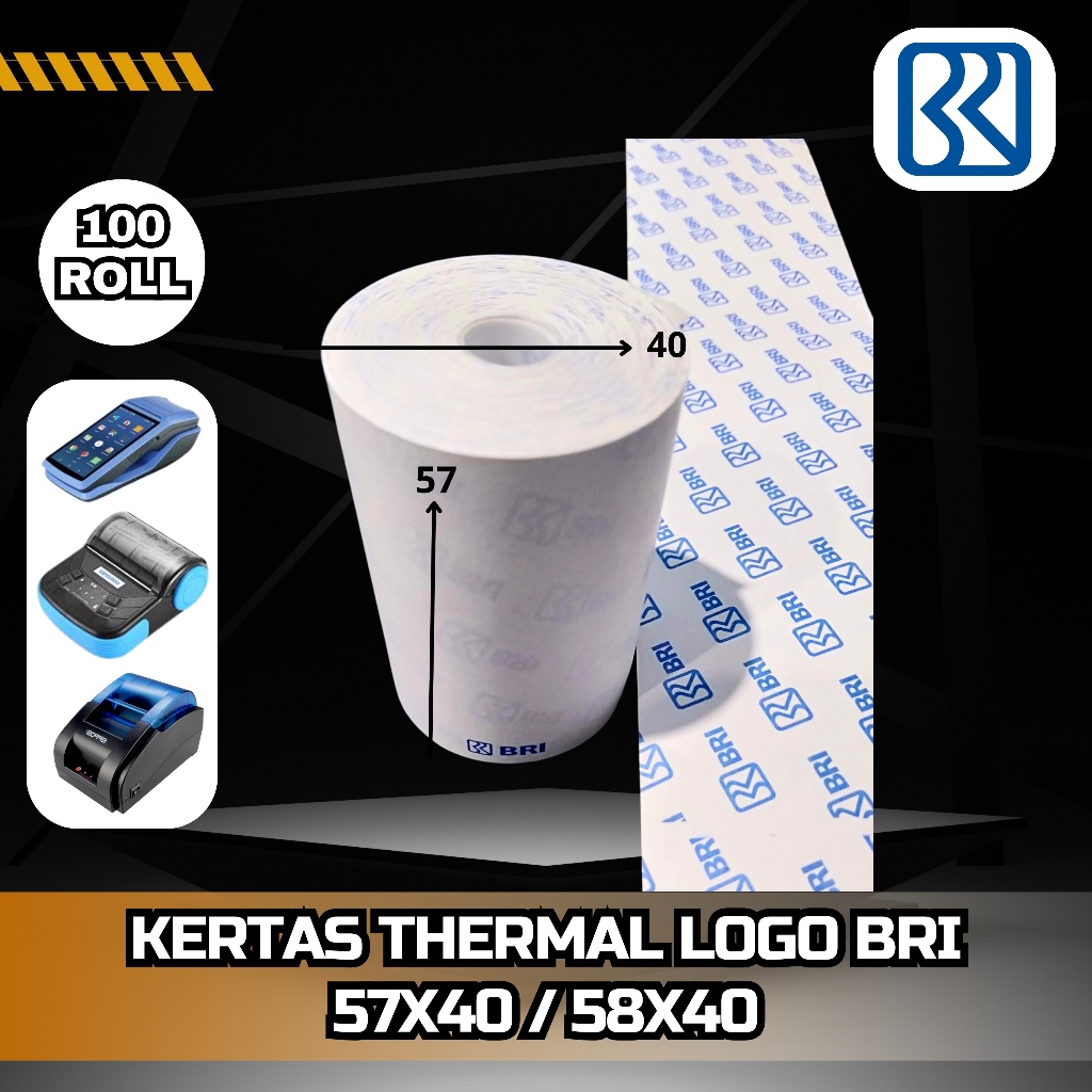 Jual KERTAS THERMAL LOGO BRI 57X40 /58X40 PULL | Shopee Indonesia