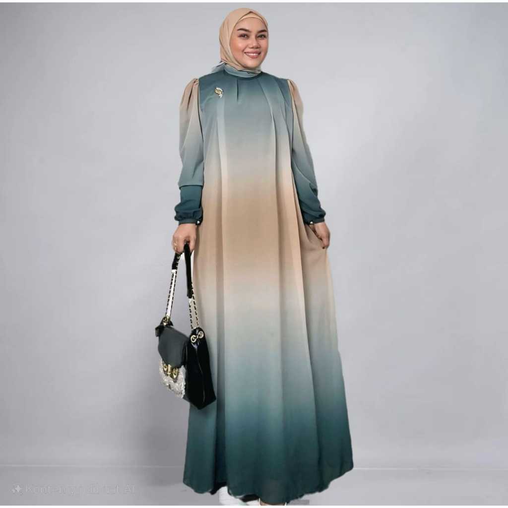 Jual Baju Dress Gamis Jumbo big size wanita bahan Ceruty model gradasi ...