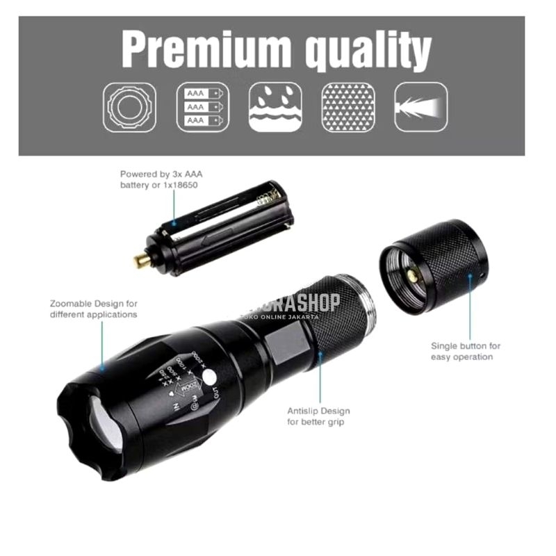 Jual Swat MX-1830 Led Cree Super Terang XML-T6 8000 Lumen Jarak Hingga ...
