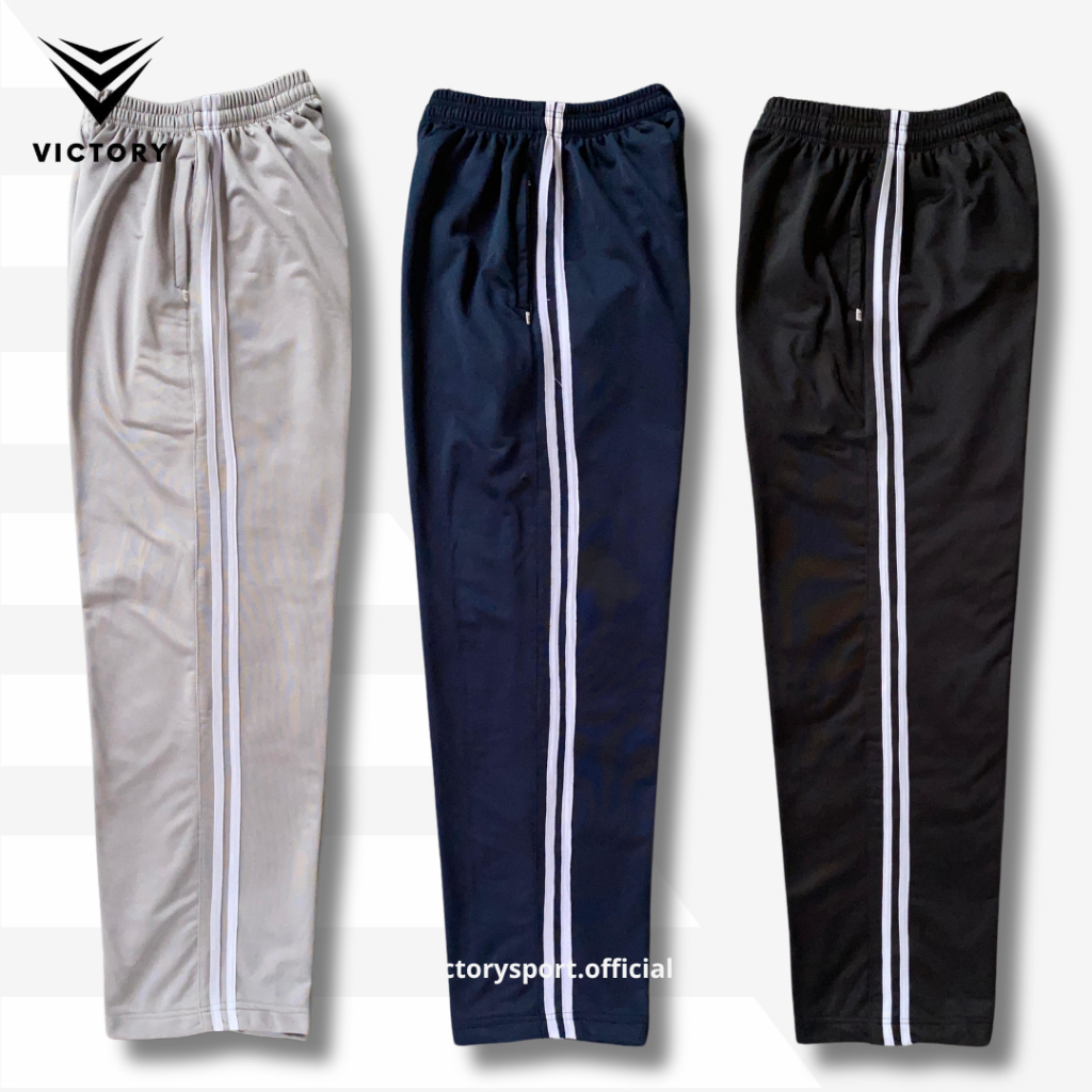 Jual Celana Training Olahraga Two Stripe Panjang Saku Resleting Pria ...