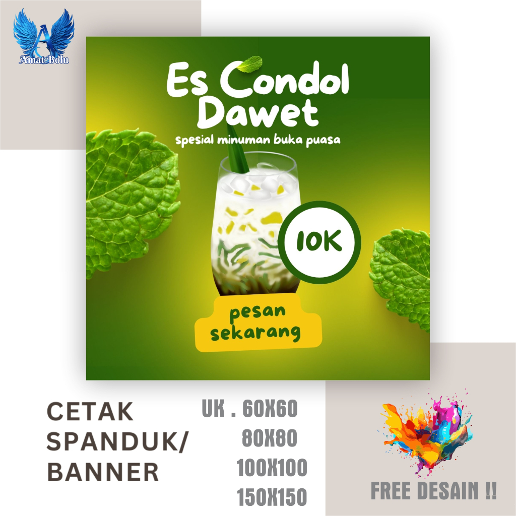 Jual Cetak Spanduk Banner ES CENDOL DAWET Ukuran 100X100 cm Bisa ...