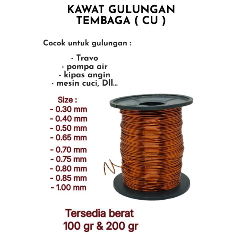 Jual KAWAT GULUNGAN ENAMELD TEMBAGA (CU) UKURAN 0,30MM-1,55MM BERAT ...