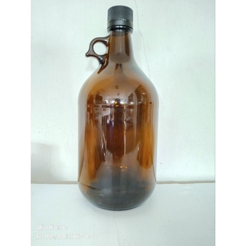Jual botol kaca Amber Coklat steril tutup hitam -2 liter smart Lab ...