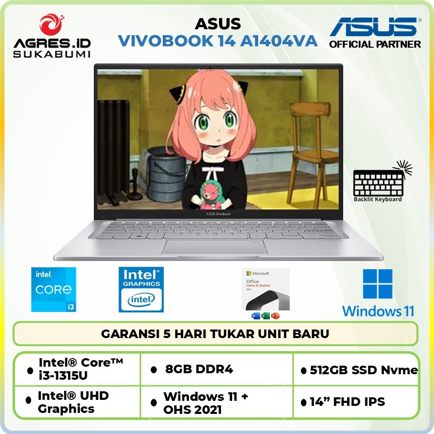 Jual Asus Vivobook 14 A1404VA Core i3-1315U 8gb 512gb SSD 14.0 FHD IPS | Shopee Indonesia