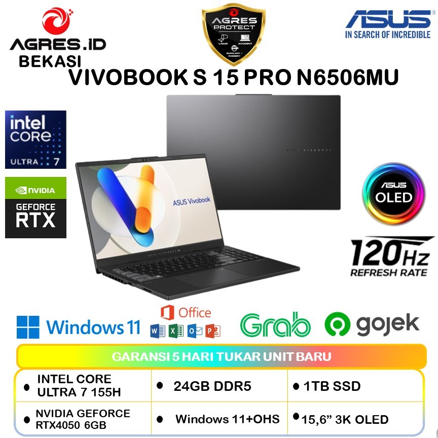 Jual AGRES ID BEKASI ASUS Vivobook S 15 PRO Oled N6506MU Intel core ultra 7 155H RTX4050 6GB ...