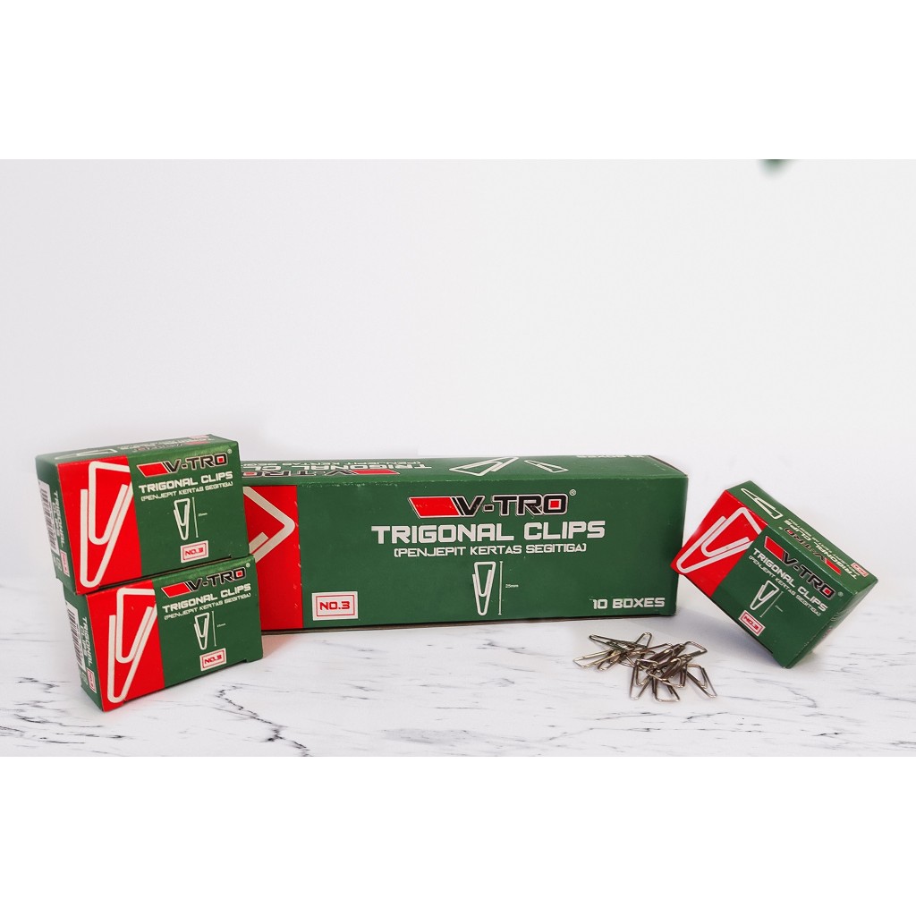Jual 1box kecil Penjepit kertas Paper clip trigonal clip no.3 isi 30 ...