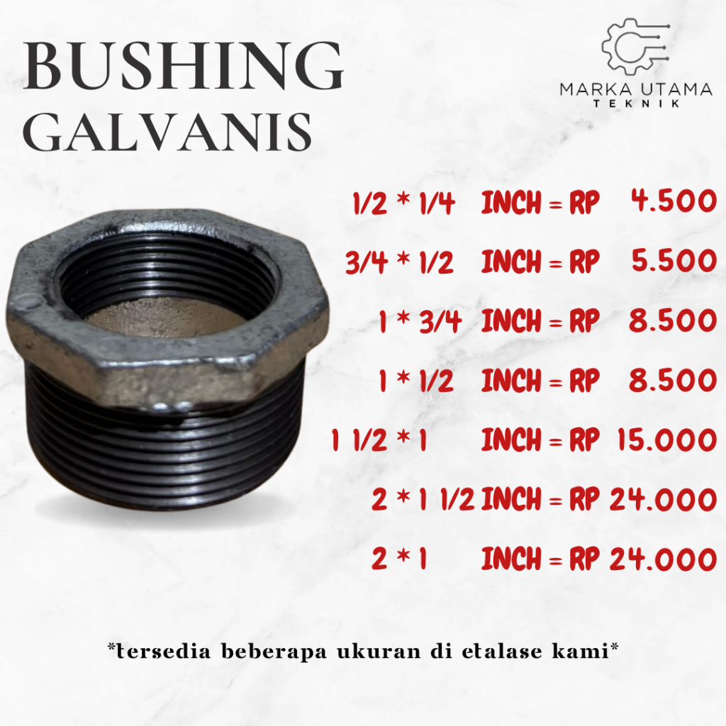 Jual Vlok Ring Galvanis Besi Bushing Galvanize 1/4" 3/8" 1/2" 3/4" 1" 2 ...
