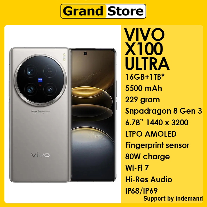 Jual VIVO X100 ULTRA 5G 16GB/1TB* 5500mAh 80W Snapdragon 8 Gen3 6.78 ...