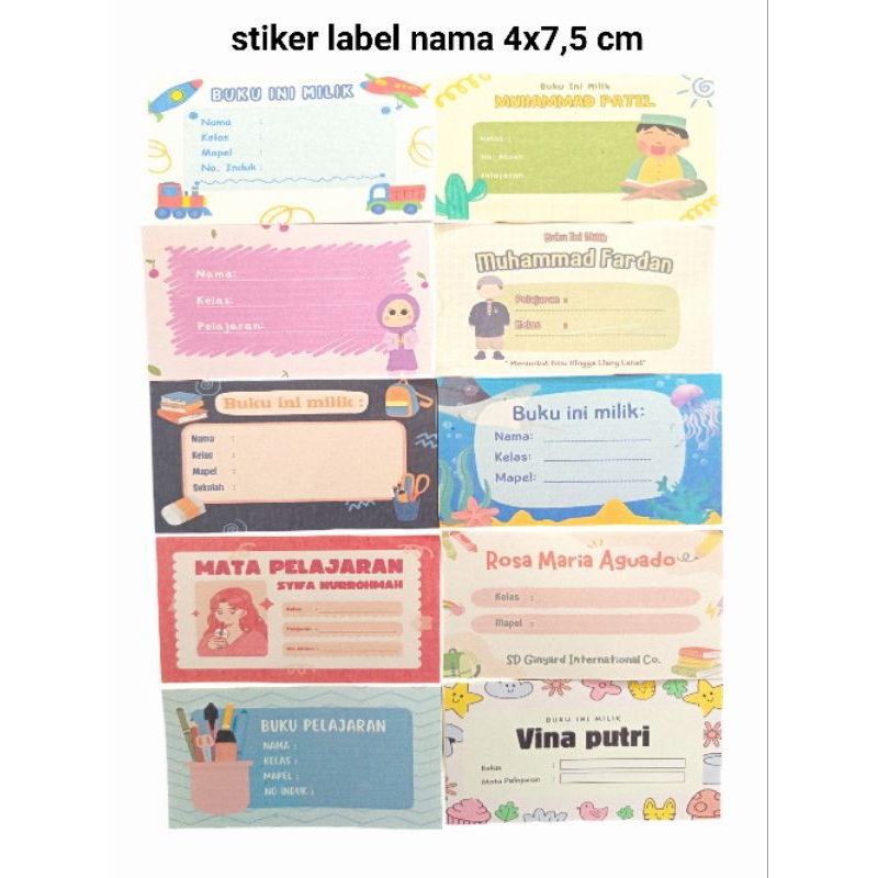 Jual Stiker Nama buku Sekolah/Sticker Mapel/Stiker mata pelajaran ...
