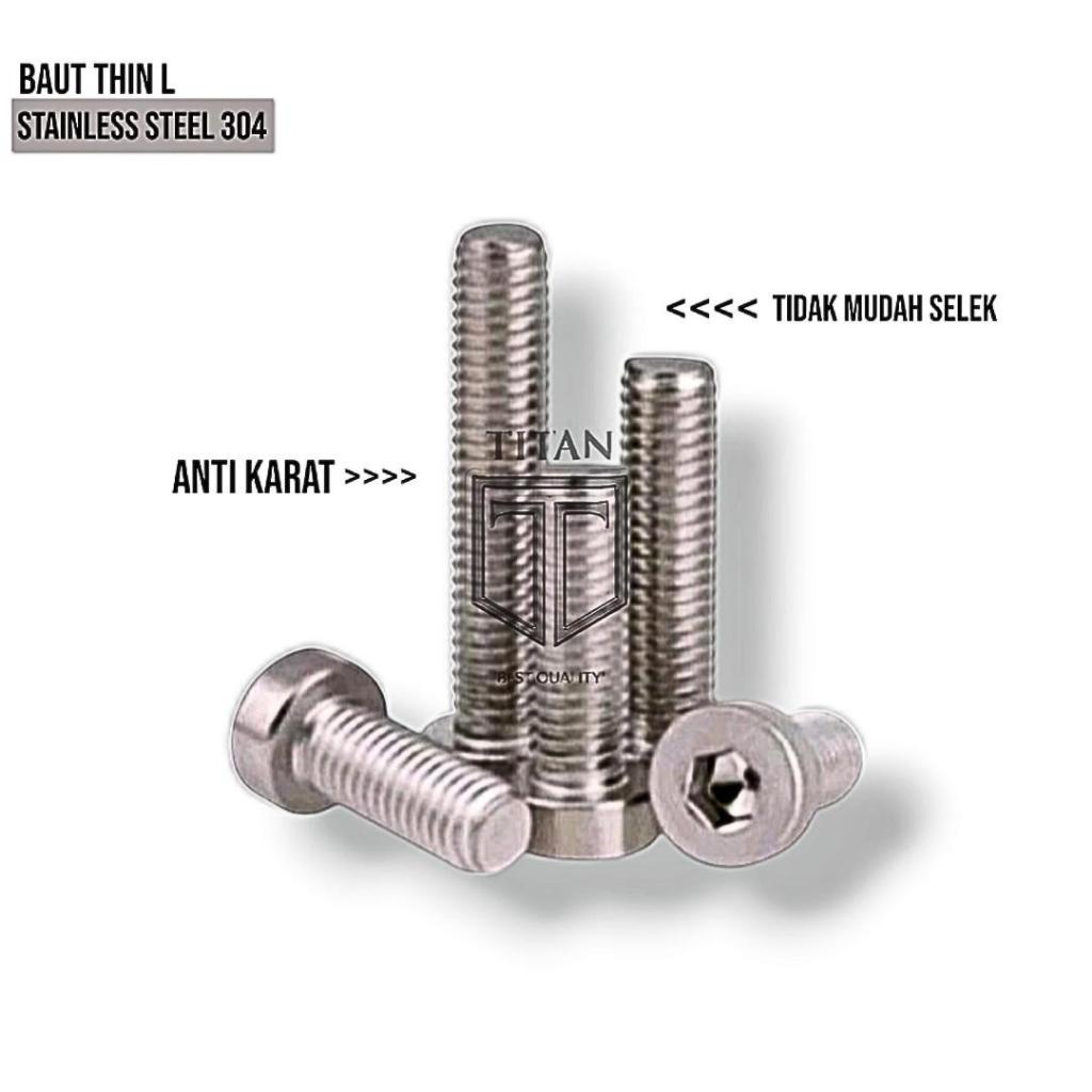 Jual 5PCS Baut Thin M8 x 10 mm Stainles 304 Baut L Low Head Anti Karat hexagon head 8mm | Shopee ...