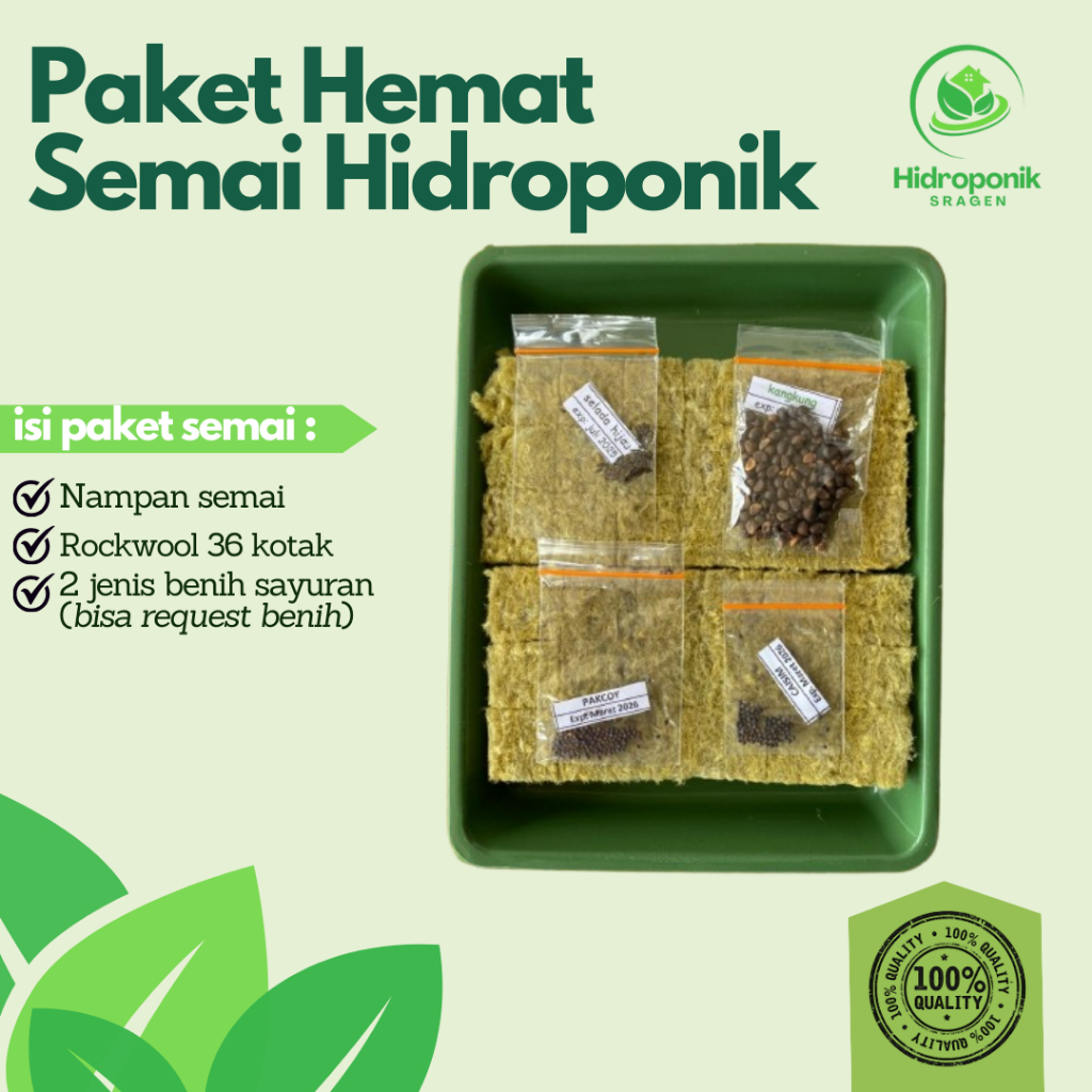 Jual Paket Semai Hidroponik Rockwool 36 Kotak + Nampan Semai + 2 Jenis ...
